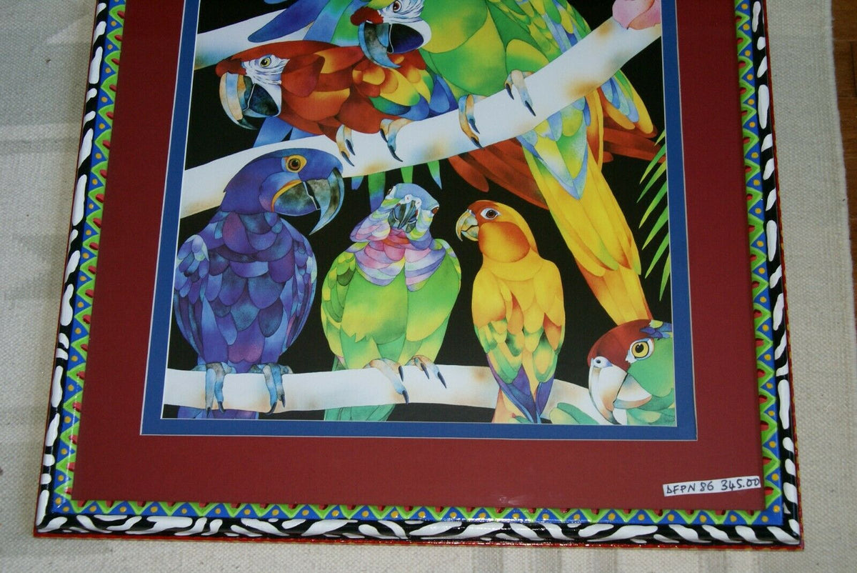 RARE 1988 BARBARA WALLACE LARGE COLORFUL & VIBRANT POSTER OF MACAW PAR ...