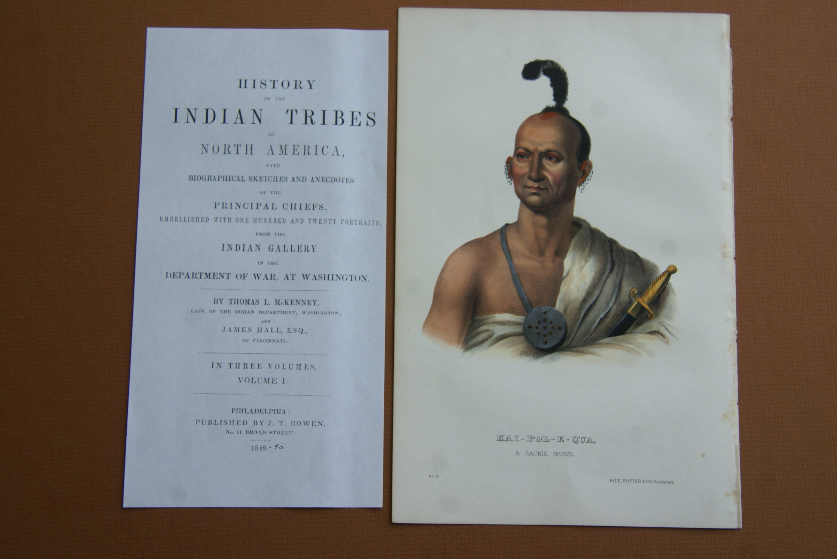 1848 Original Hand colored lithograph of KAI-POL-E-QUA, (KAIPOLEQUA) p ...